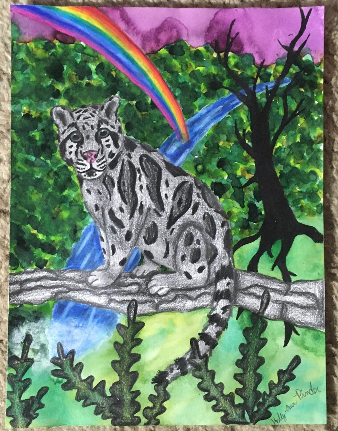 Leopard Tree Drawing, Rainbow Rainforest Art - Etsy