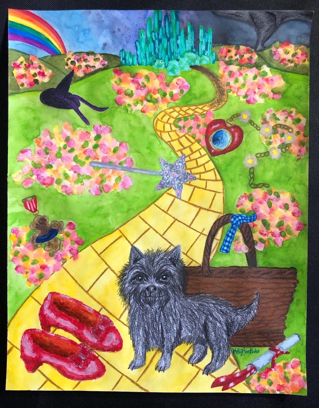 Wizard of Oz Ruby Slippers Painting, Dog Medal Clock Drawing, Emerald ...