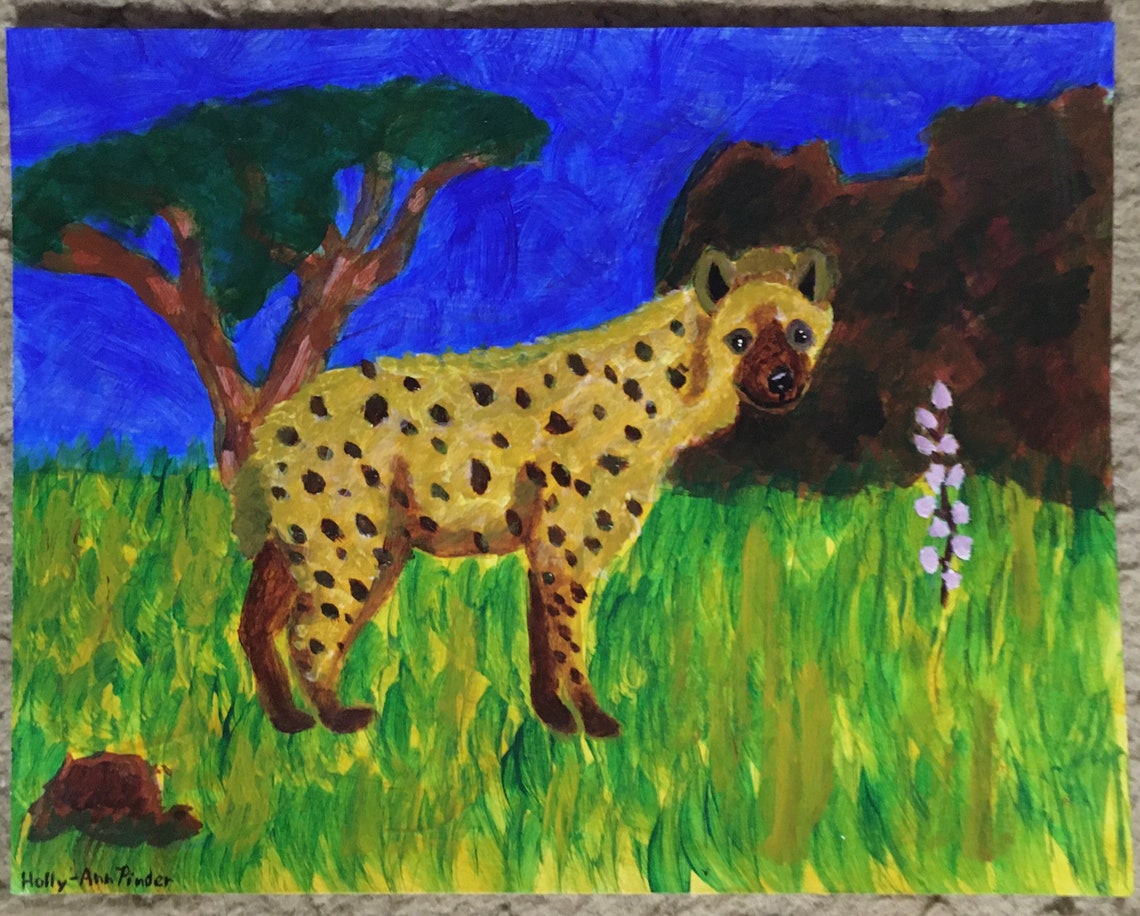 Hyena Painting, African Animal Tree Art - Etsy