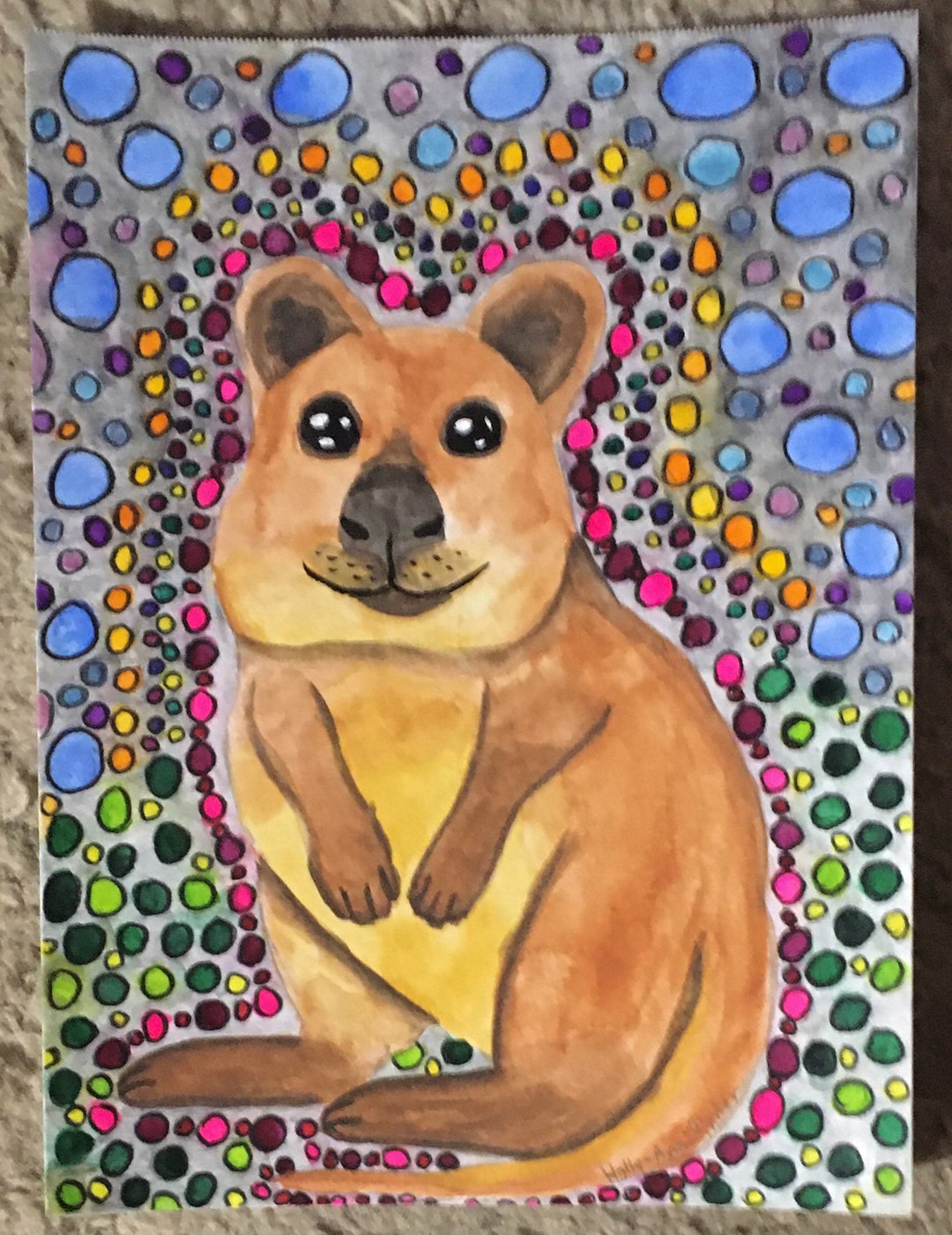 Quokka Painting, Abstract Australian Dot Art - Etsy