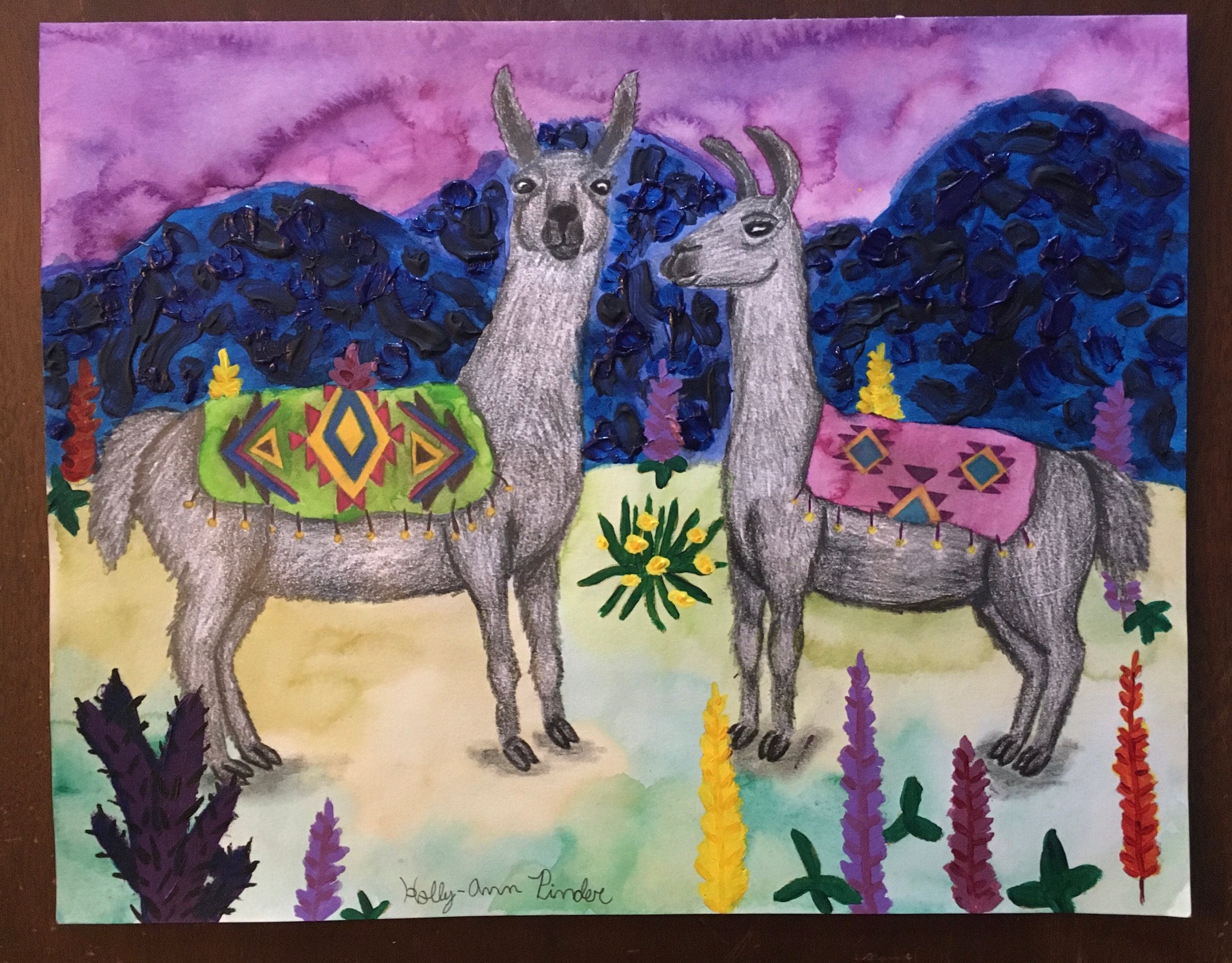 Llama Drawing, Andes Mountain Painting, Animal Blanket Art - Etsy