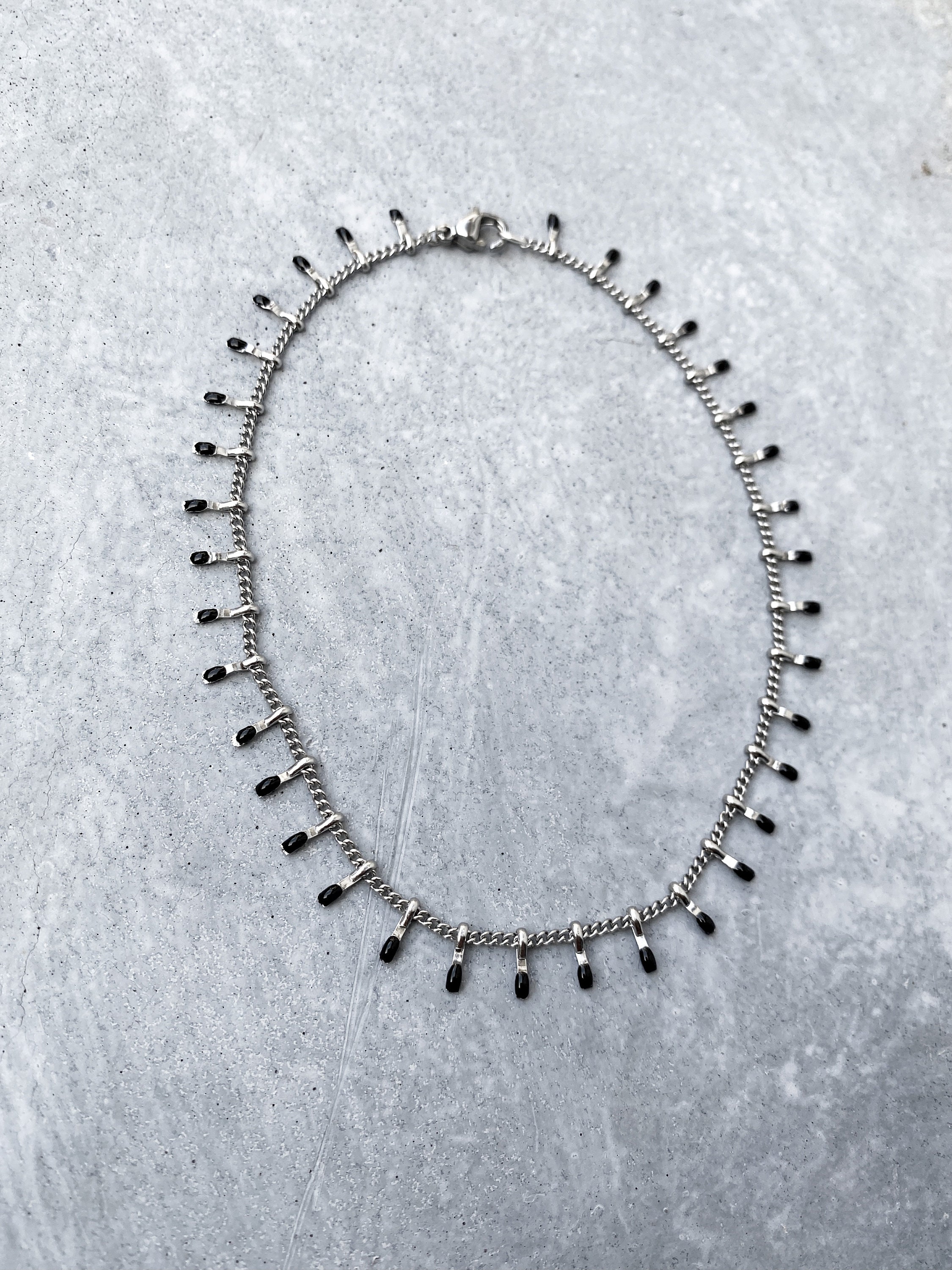 Foot chain Spike chain stainless steel color silver black | Etsy