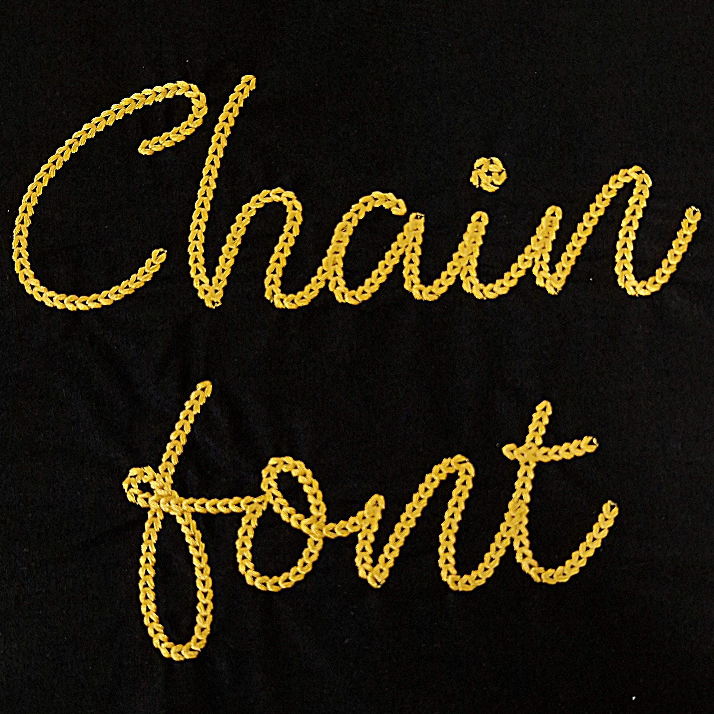 Bold Chain Stitch Font Embroidery Design 6 Sizes 2 2.5 3 3.5 4 5 ...
