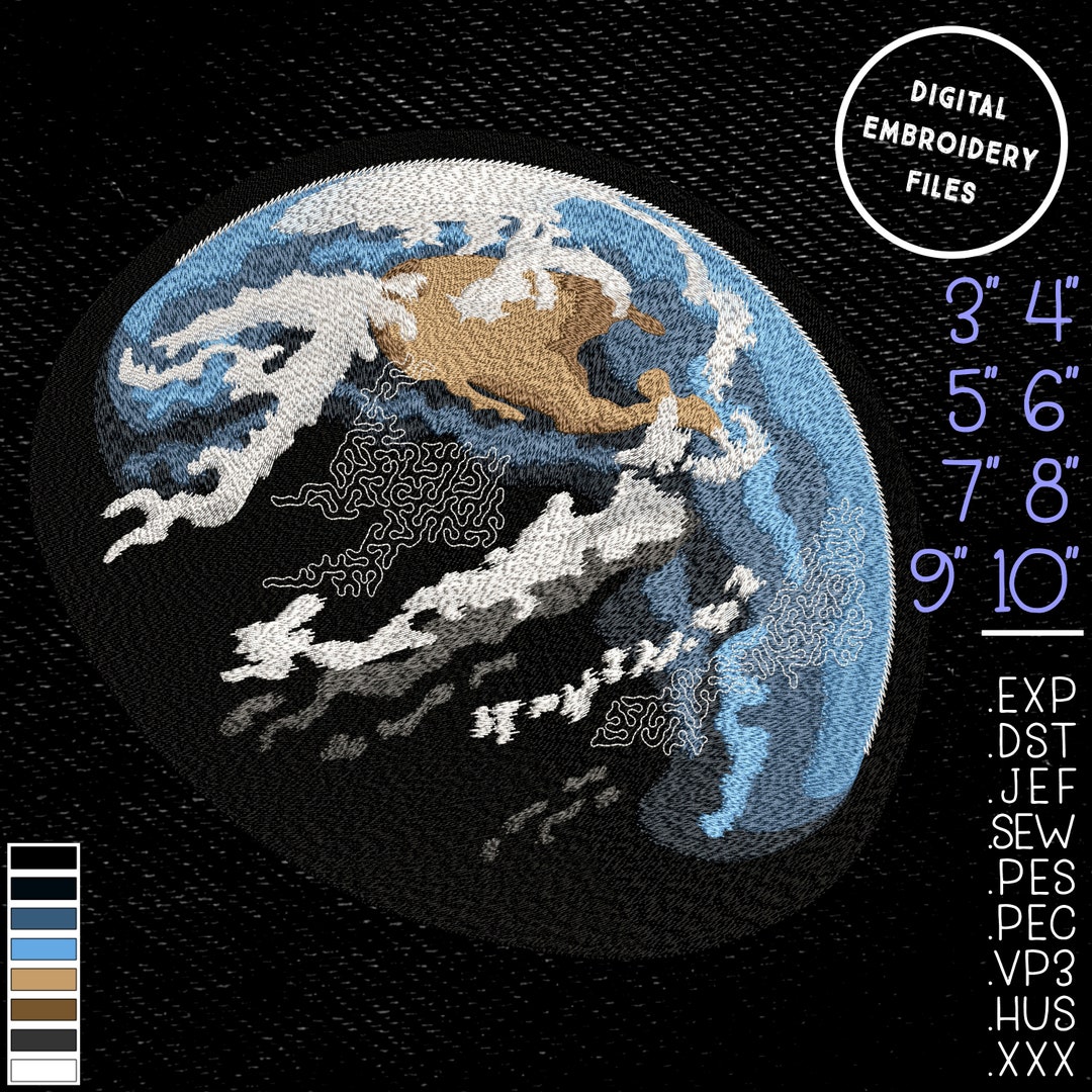 Realistic Earth Embroidery Pattern 8 Sizes 310 Space Embroidery for ...