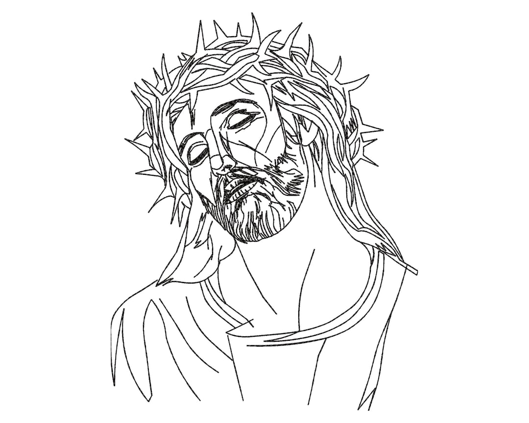 Jesus Face Machine Embroidery Design, Jesus Line Art Embroidery, Jesus ...