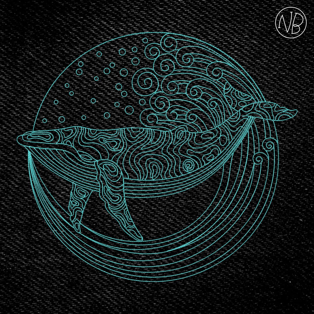 Whale Machine Embroidery 8 Sizes (3"-10") Line Art Embroidery Sea ...