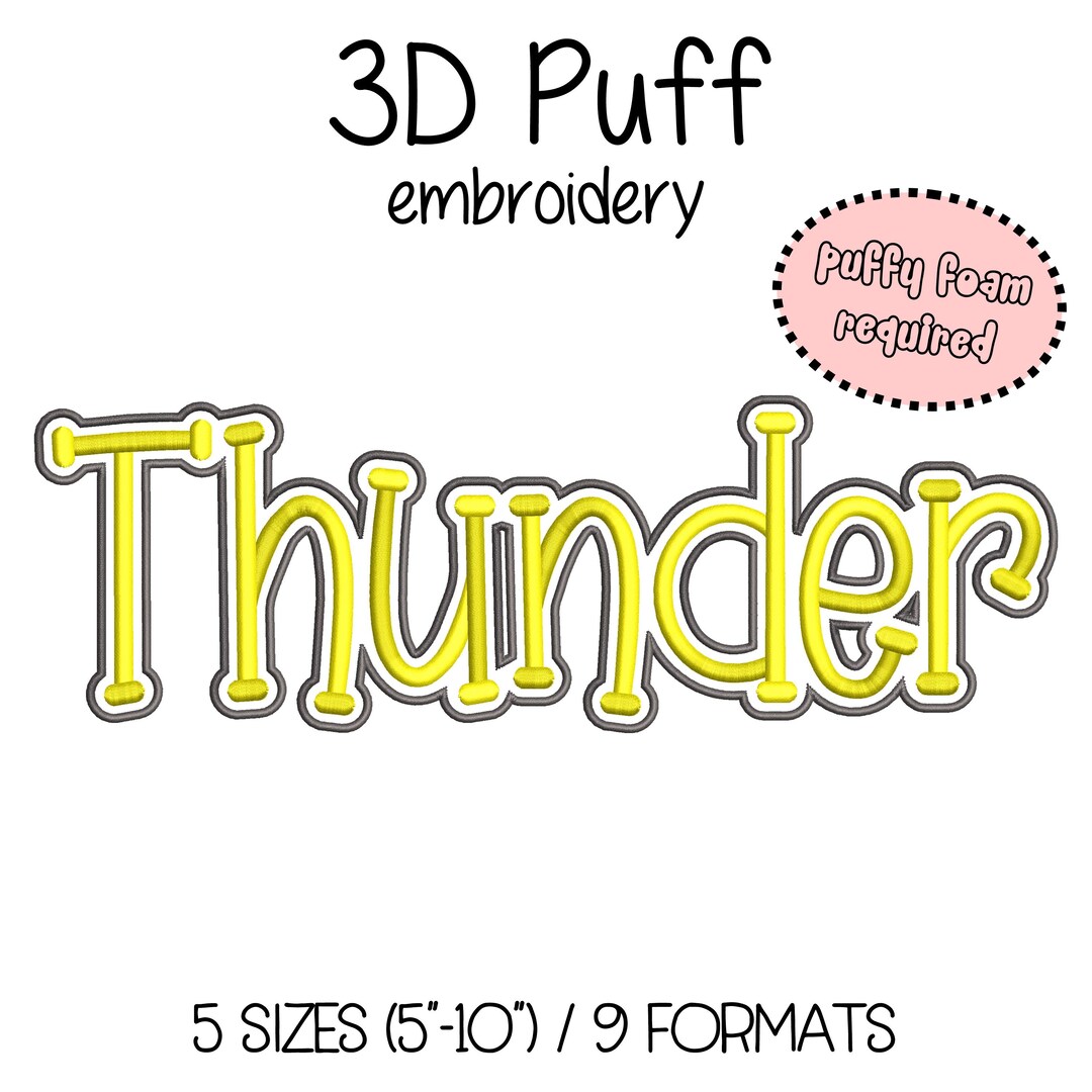 Thunder Embroidery 3D Puff Foam - 5 Sizes (5"-10" in Width) High School ...