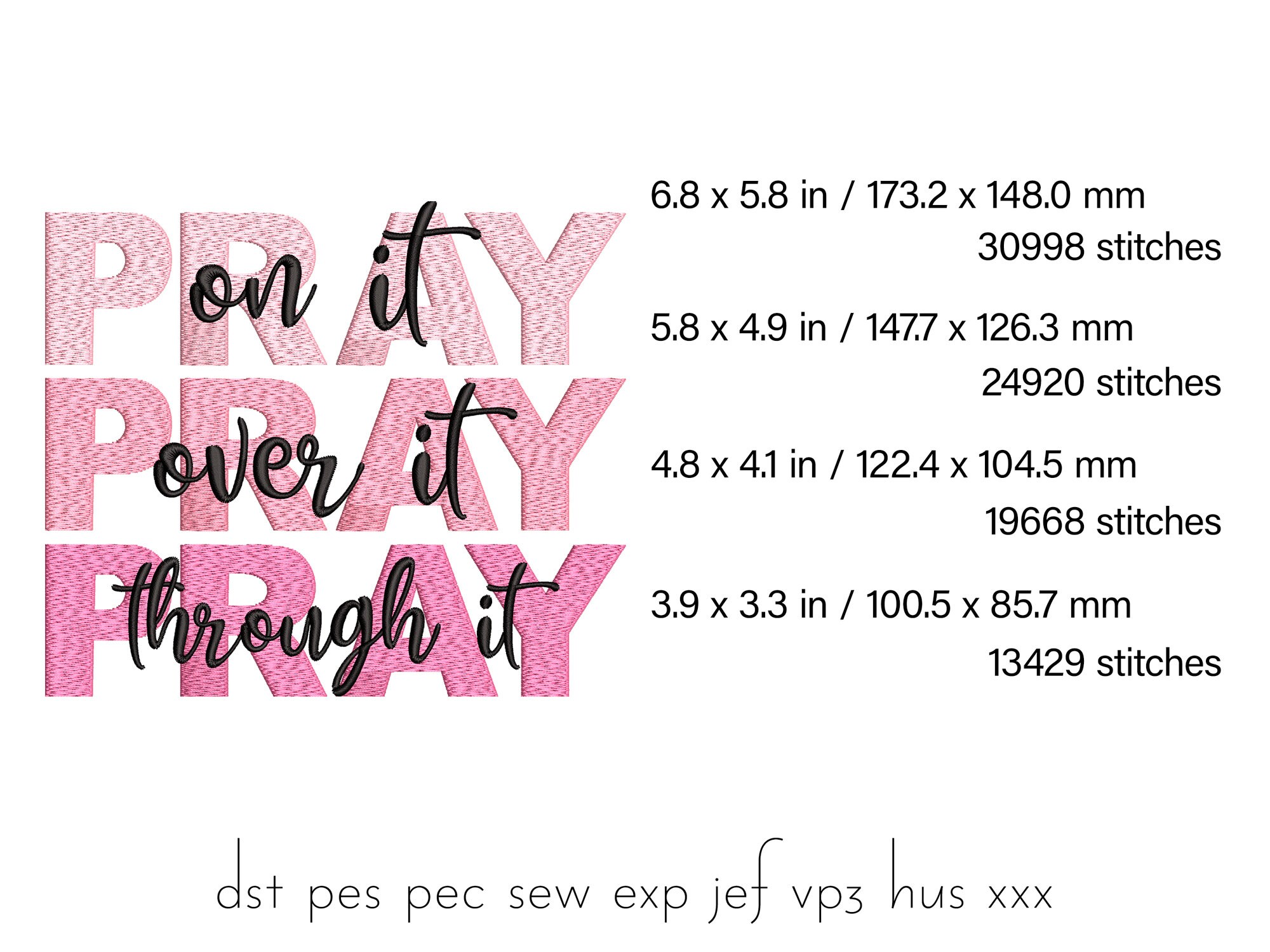 Pray Machine Embroidery Design, Pray on It Pray Over It Pray Through It ...