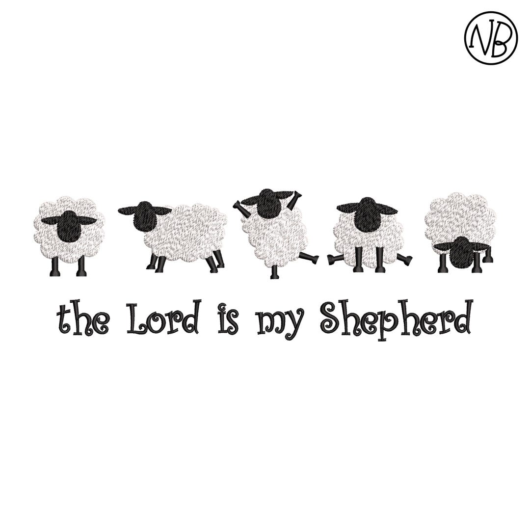 Lord is My Shepherd Sheep Embroidery Design, Christian Psalm (digital ...