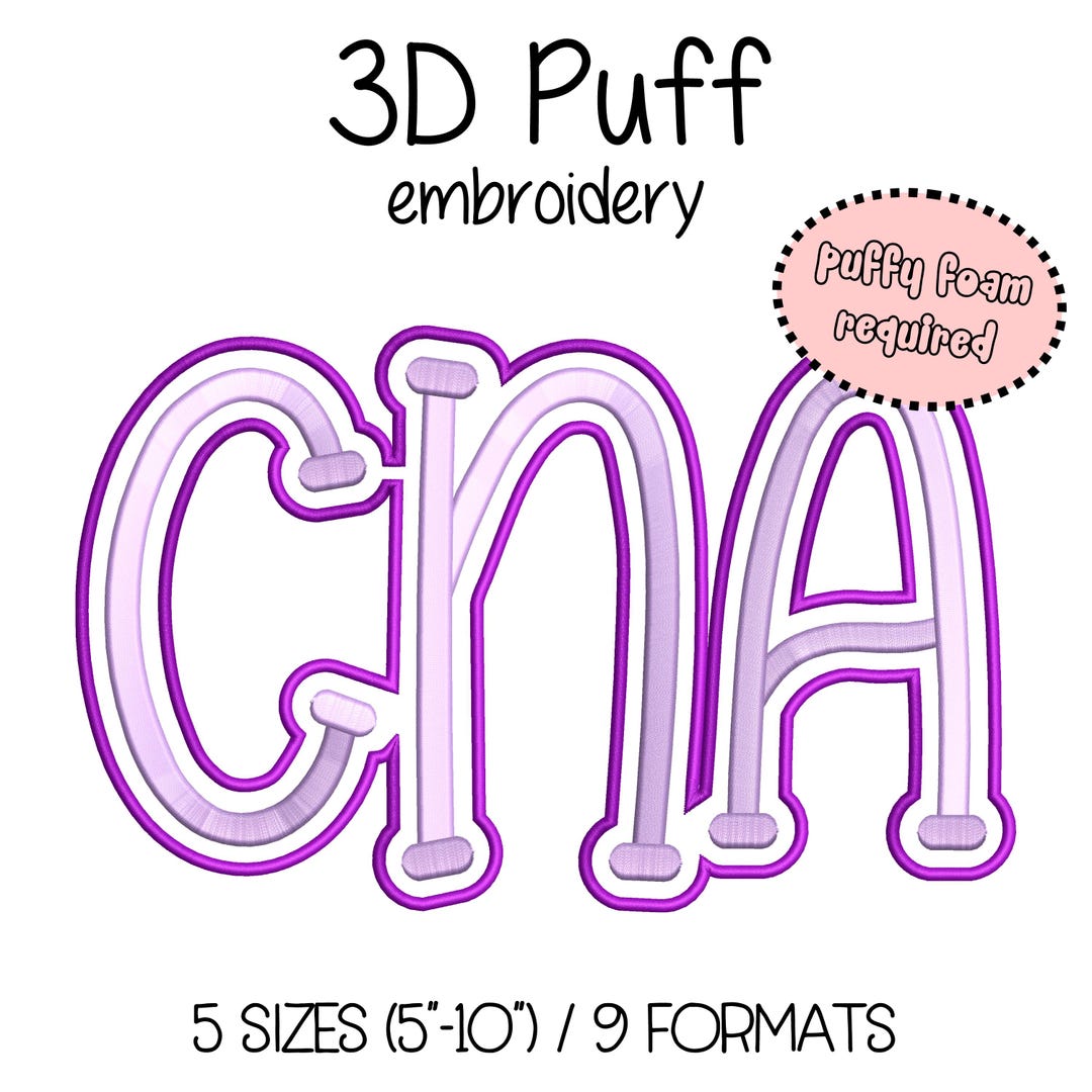 CNA Embroidery 3D Puff Foam - 5 Sizes (5"-10" in Width) Certified ...