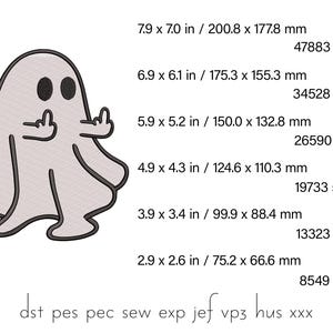 Ghost Middle Finger Embroidery, Trendy Halloween Embroidery Designs ...