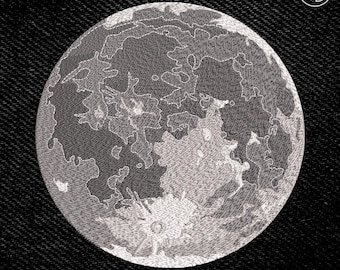 Realistic Moon Embroidery Pattern 8 Sizes (3"-10") Space Embroidery for ...