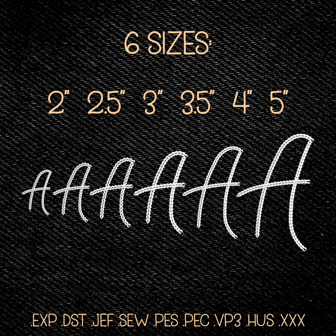 Bold Chain Font Embroidery Design 6 Sizes 2 2.5 3 3.5 4 5 Instant ...