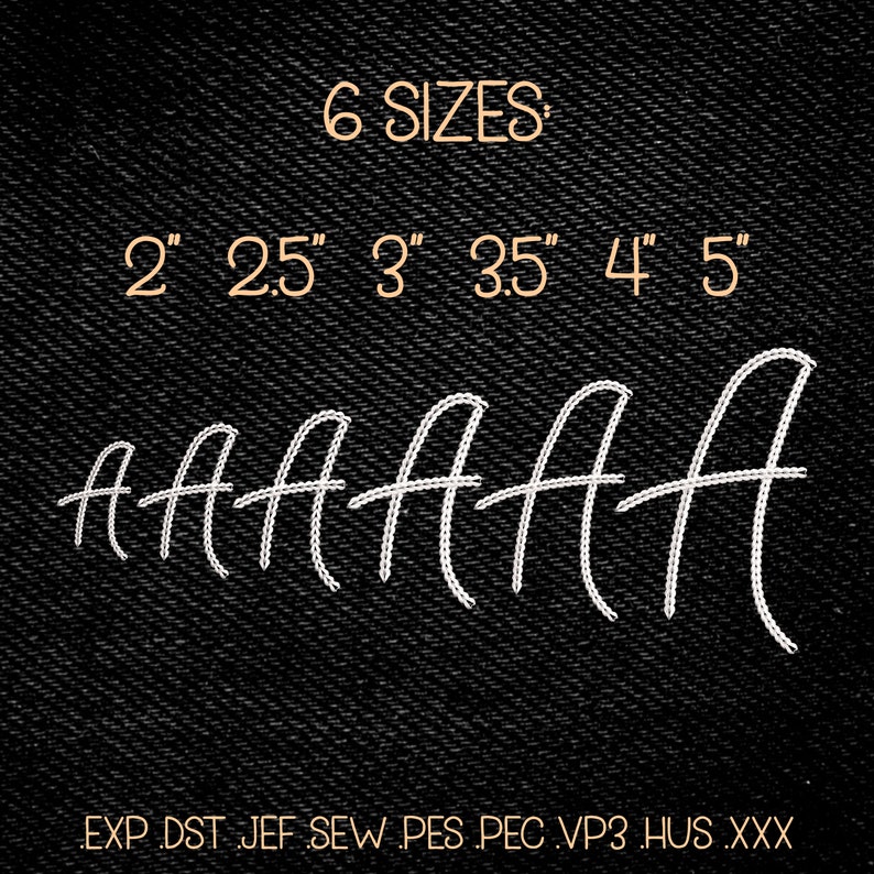 Bold Chain Font Embroidery Design 6 Sizes 2 2.5 3 3.5 4 5 Instant ...