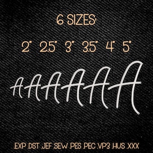 Bold Chain Stitch Font Embroidery Design 6 Sizes 2 2.5 3 3.5 4 5 ...
