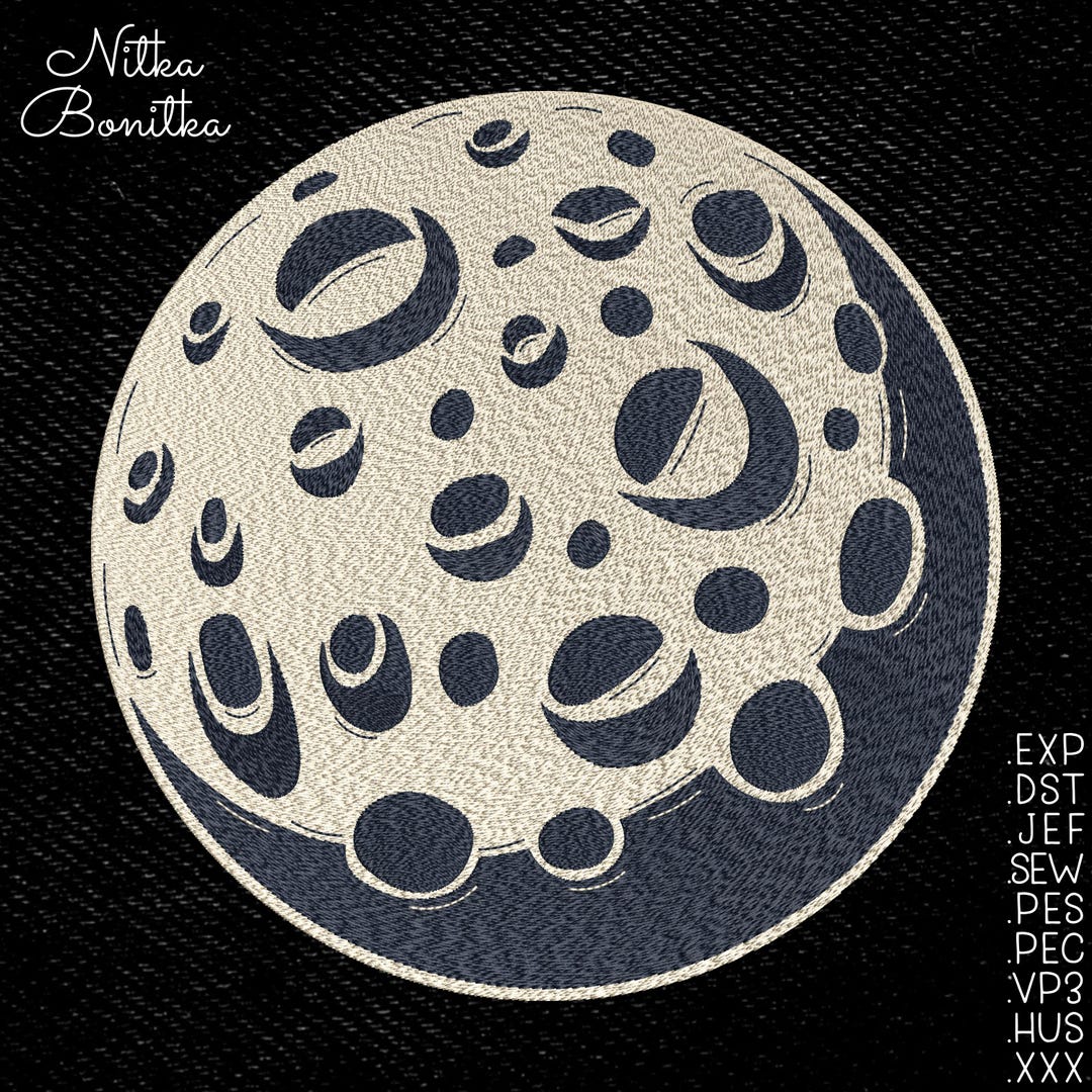 Moon Embroidery Pattern 6 Sizes 38 Space Embroidery for Dark Textile ...