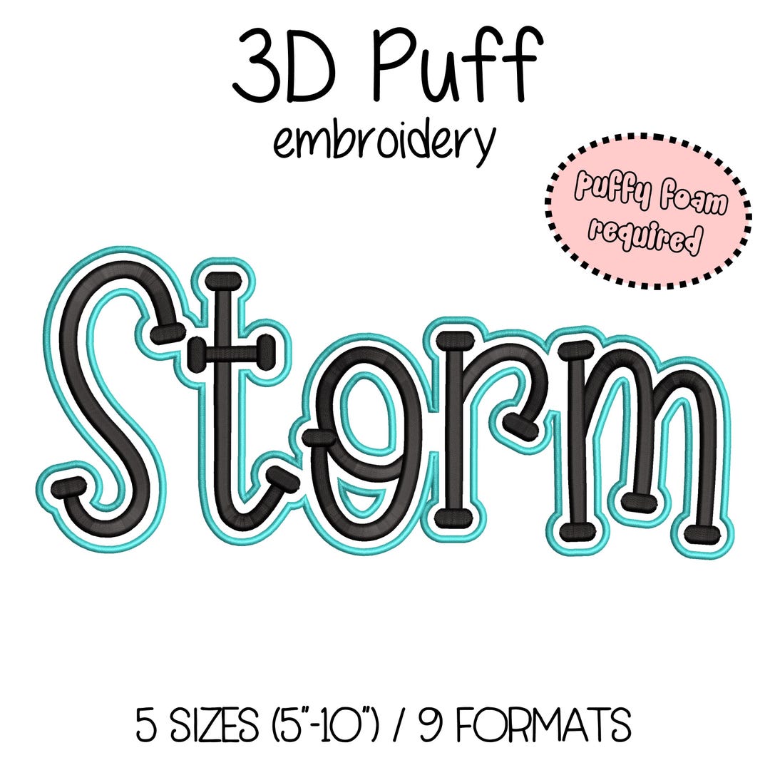 Storm Embroidery 3D Puff Foam - 5 Sizes (5"-10" in Width) High School ...
