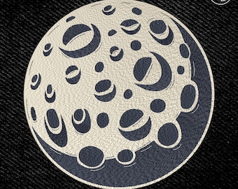 Realistic Moon Embroidery Pattern 8 Sizes (3"-10") Space Embroidery for ...