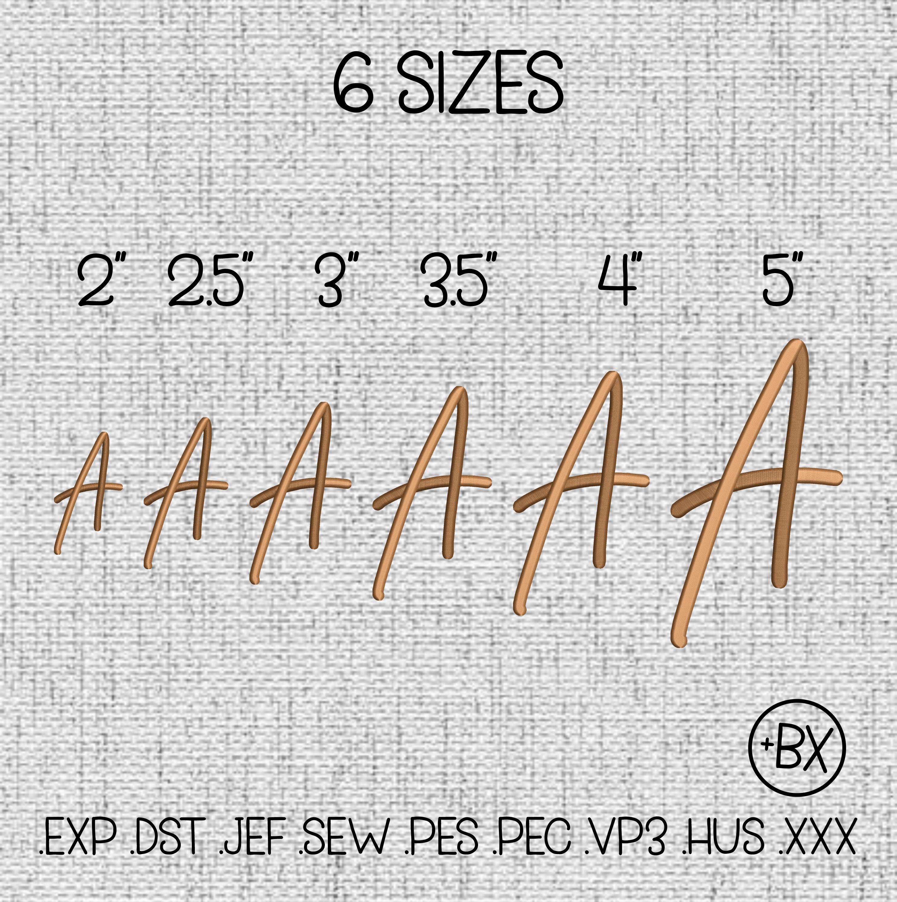 3D Puff FONT for Machine Embroidery 6 Sizes (2-5in) + BX Format ...