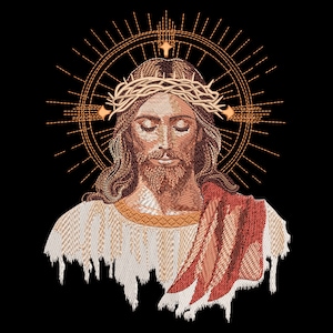 Jesus Face Machine Embroidery Design, Jesus Halo Embroidery, Jesus ...