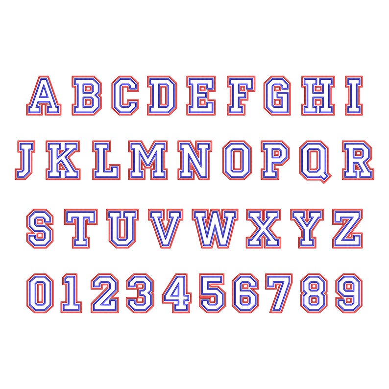 Double Applique Sport Font Embroidery Files – 6 Sizes, BX Format ...