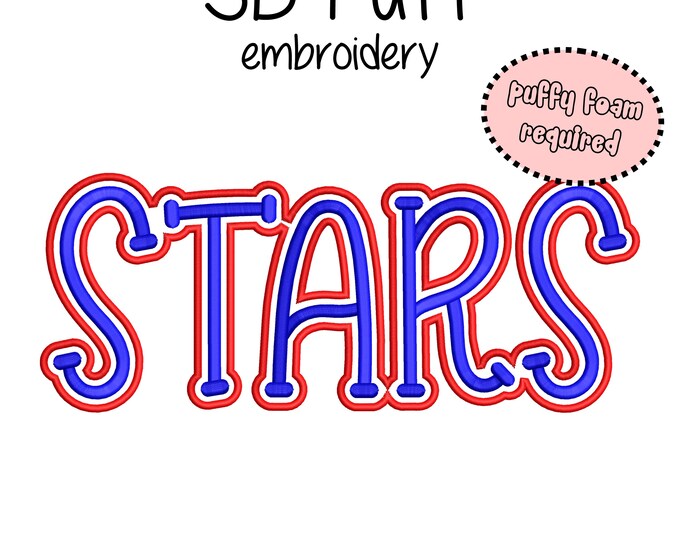 3D Puff Star, Machine Embroidery Design - (PDF Tutorial Included ...