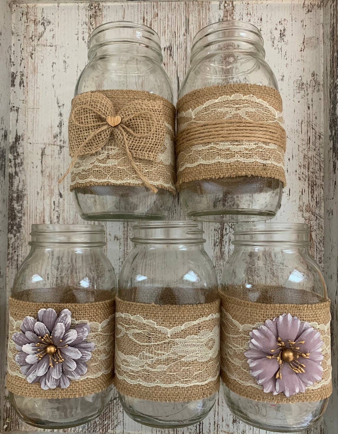 Purple Rustic Wedding Centerpieces Burlap Wedding Mason Jar Sleeves ...
