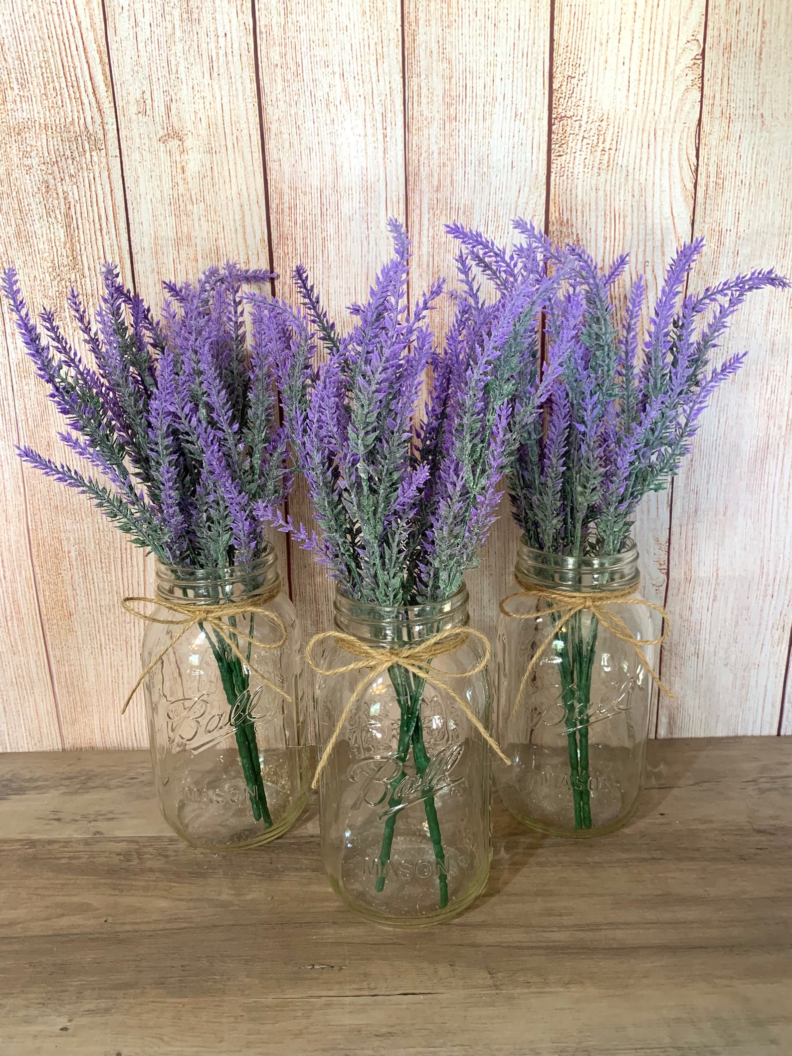 Lavender Mason Jar Centerpiece Purple Lavender Bouquet, Rustic Home ...