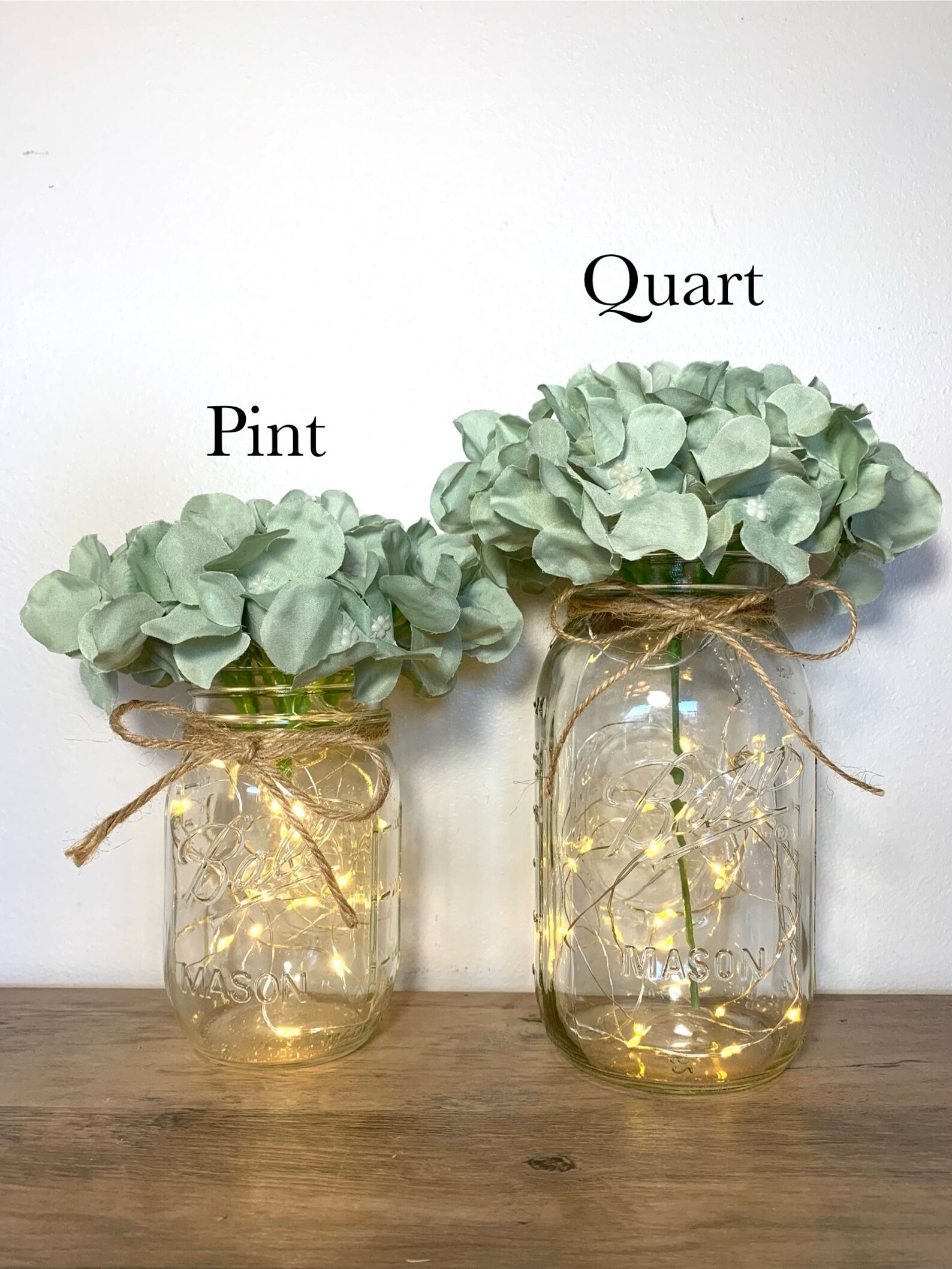 Sage Table Centerpieces Fairy Light Mason Jar Wedding Centerpieces ...