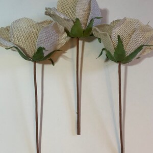 Burlap Rose With Stem, Farmhouse Decor Burlap Flowers, Rustic Baby ...