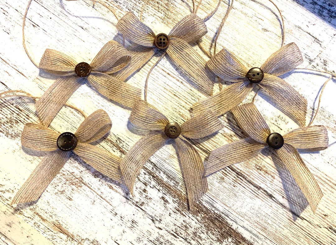 Set of 24 Small Natural Burlap Bows, Wedding Aisle Decor, Wedding ...