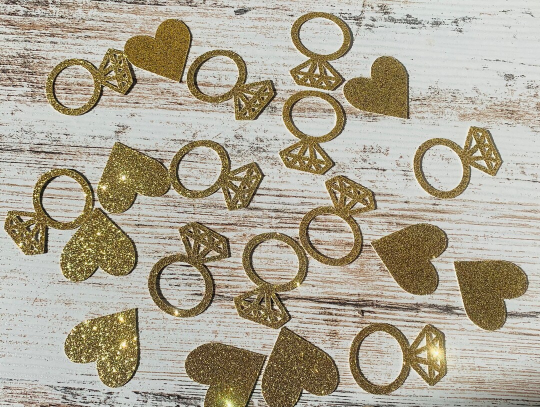 Bridal Shower Confetti Gold Glitter Bridal Shower Table Decor Hearts ...