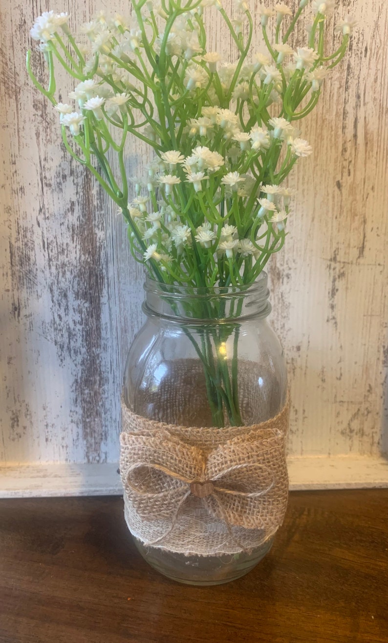 Rustic Bridal Shower Decorations Burlap Mason Jar Centerpieces - Etsy