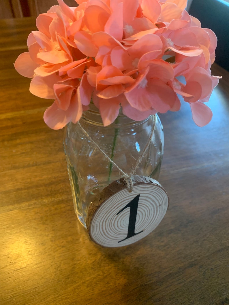 Rustic Wood Wedding Table Number, Hanging Wood Slice Reception Table ...