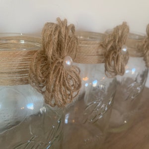 Farmhouse Wedding Decor Burlap Mason Jar Neck Wraps, Boho Bridal Shower ...