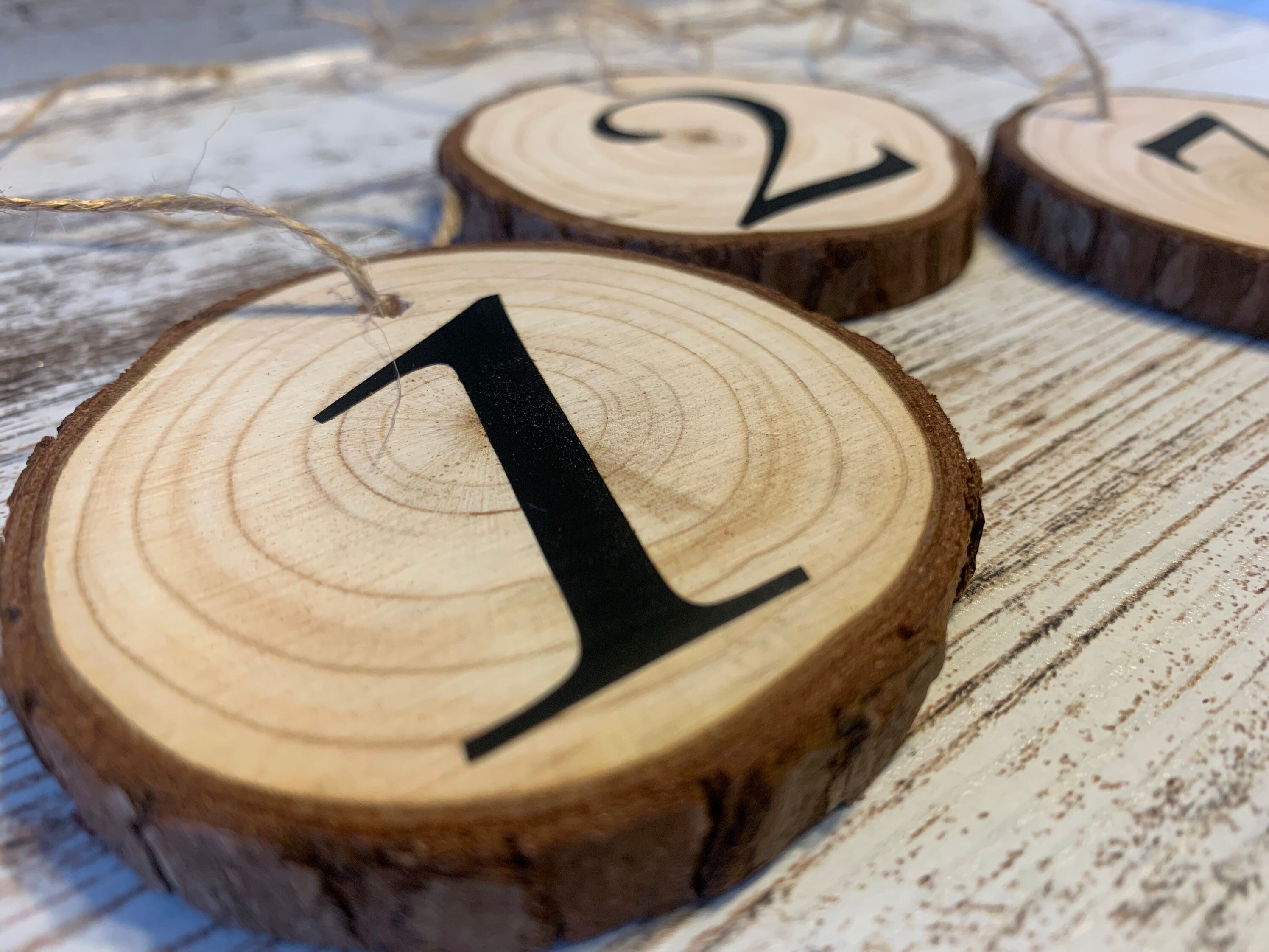 Rustic Wood Wedding Table Number, Hanging Wood Slice Reception Table ...