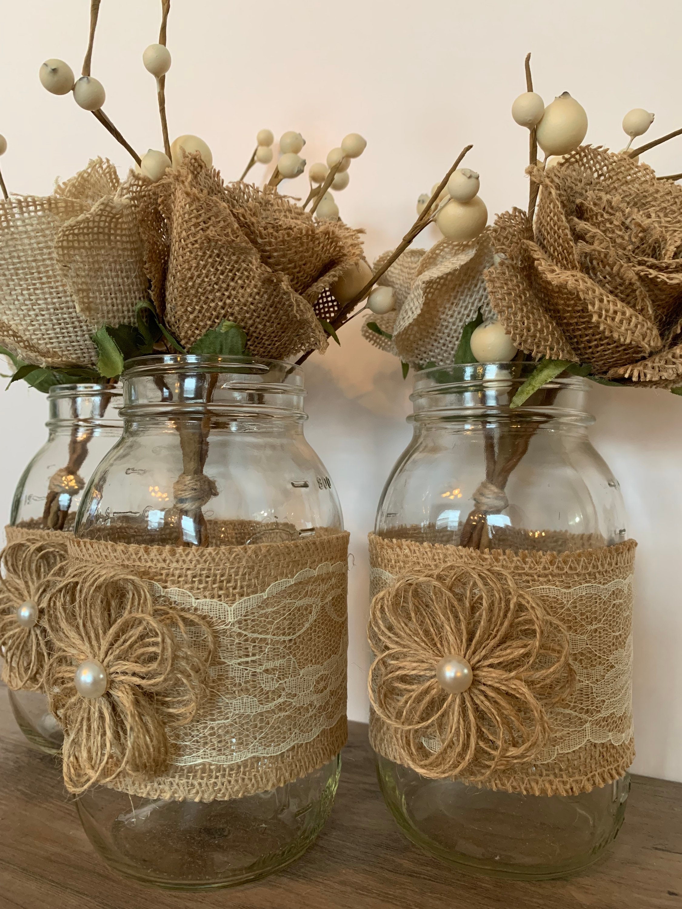 Mason Jar Centerpiece Ideas Burlap