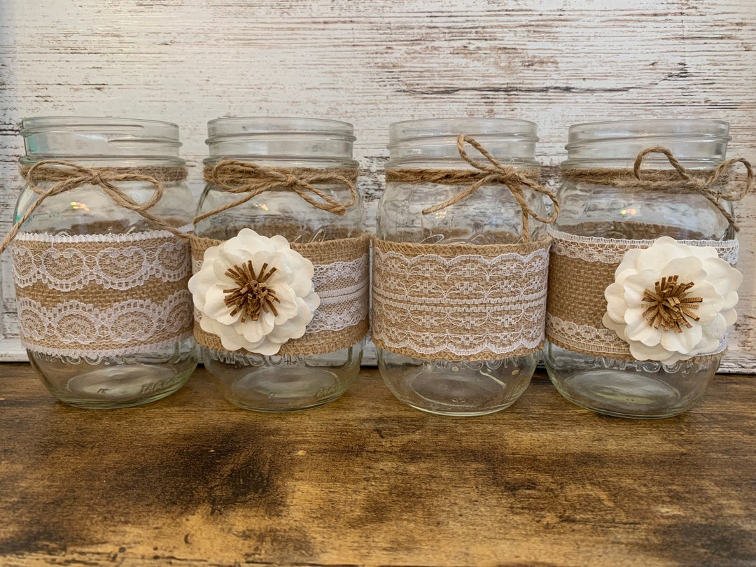 Wedding Mason Jar Centerpieces Rustic Burlap Mason Jar Sleeves Decor ...