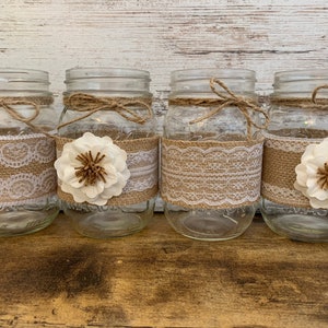 Wedding Mason Jar Centerpieces Rustic Burlap Mason Jar Sleeves Decor ...