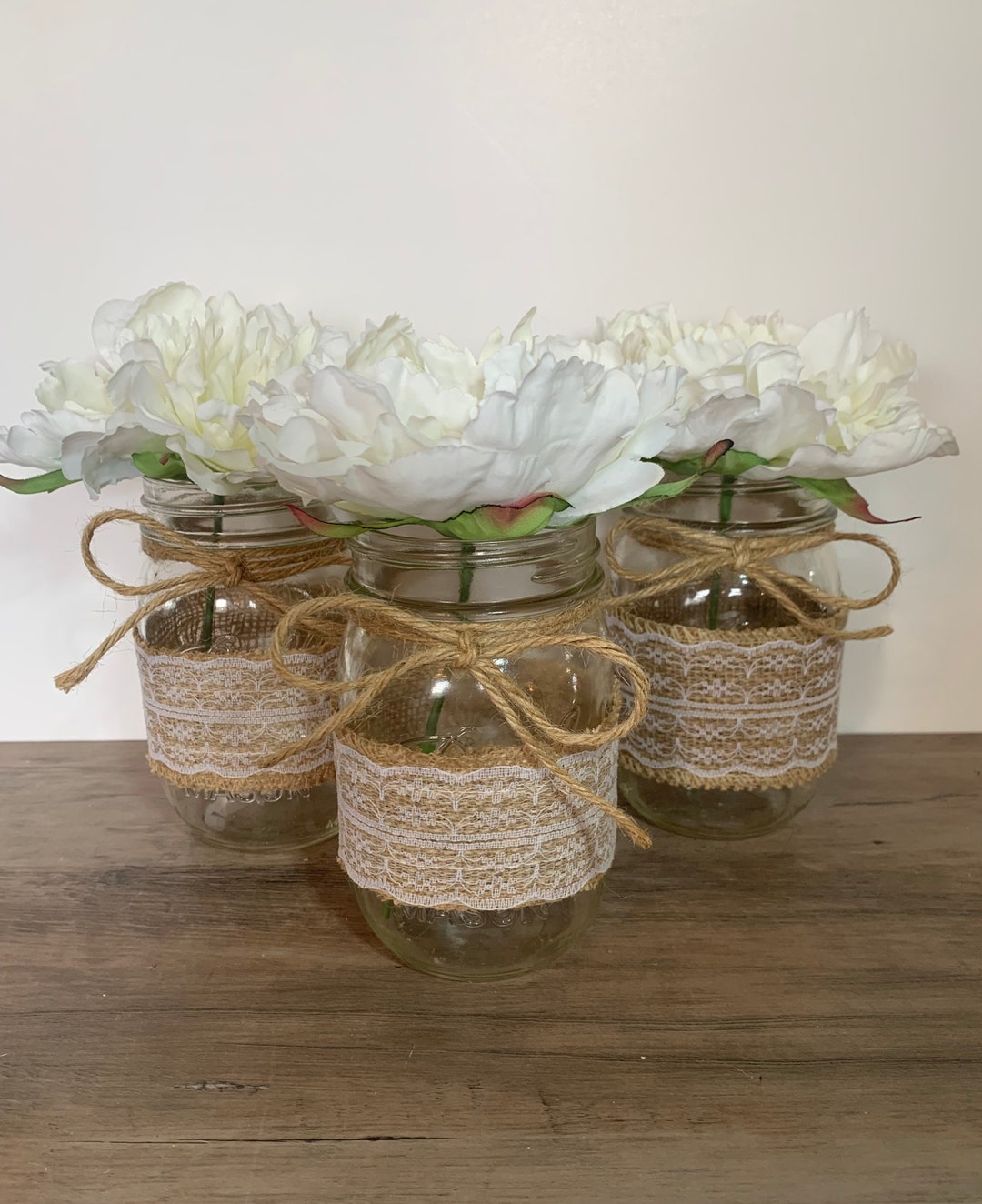 Mason Jar Rustic Centerpieces, Farmhouse Decor Table Centerpiece Burlap ...