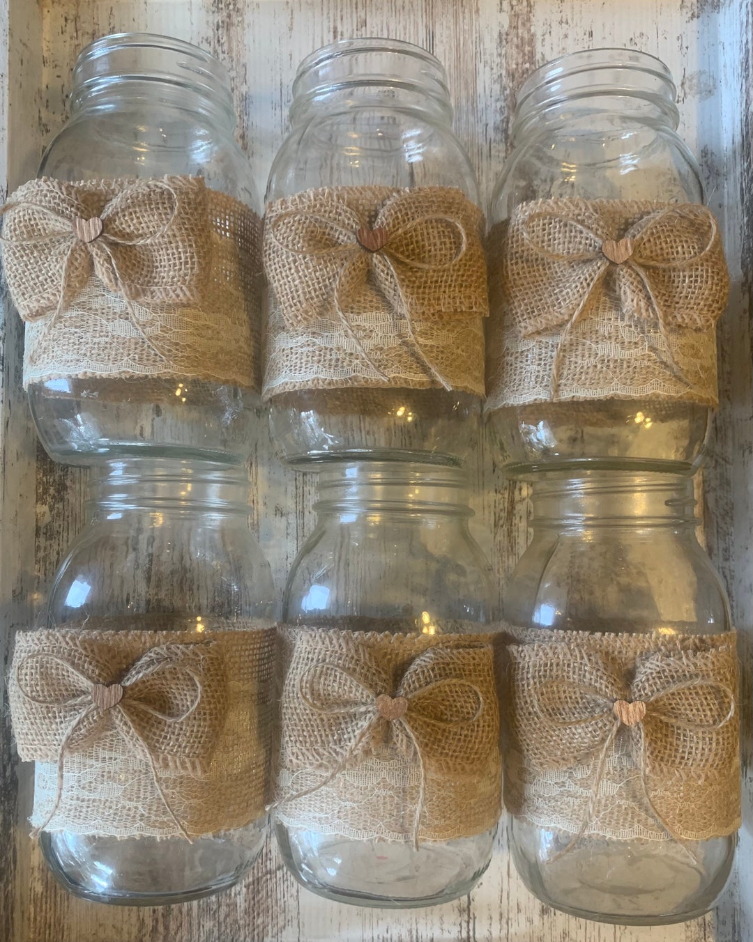 Rustic Bridal Shower Decorations Burlap Mason Jar Centerpieces - Etsy