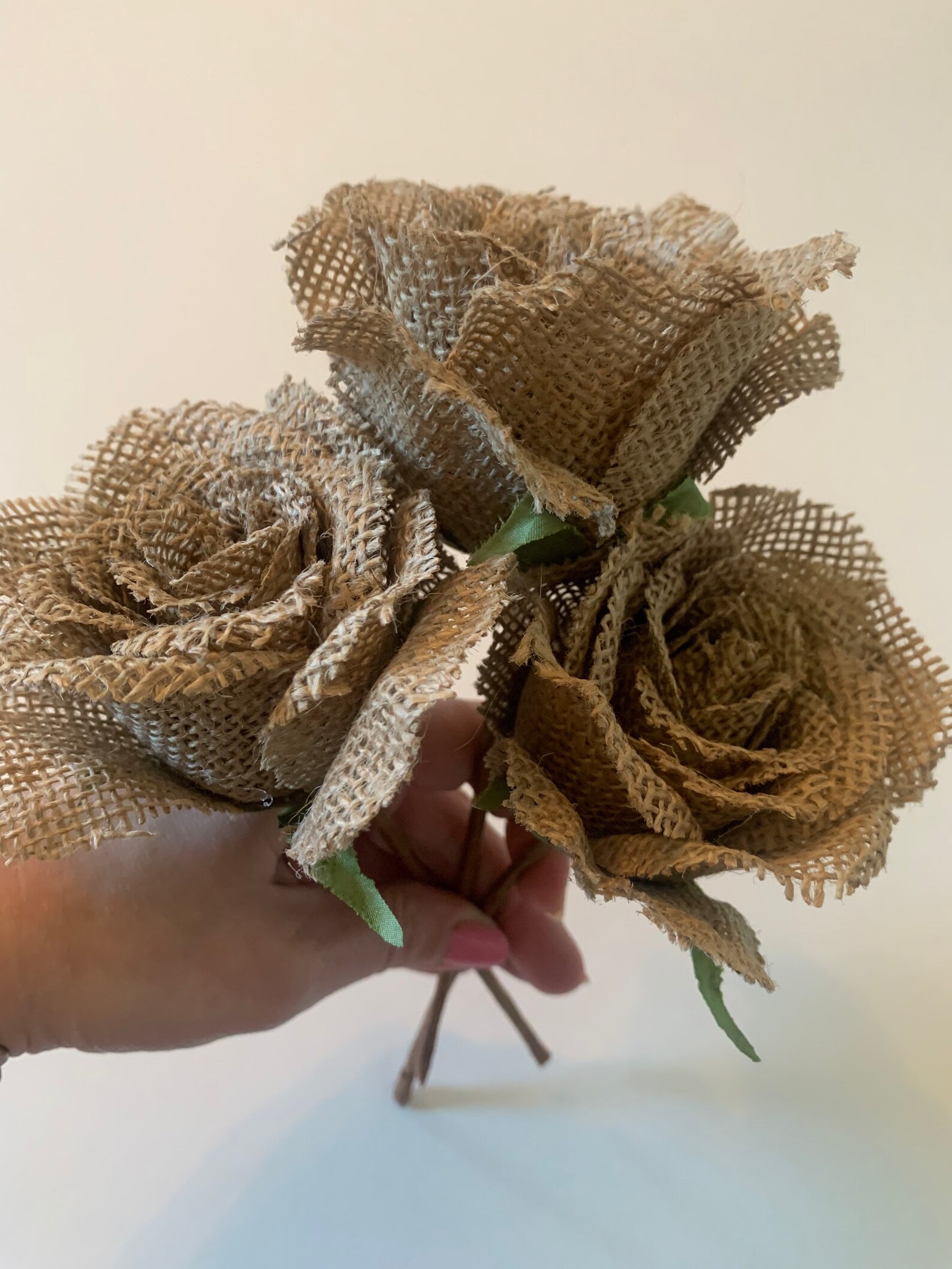 Burlap Rose With Stem Farmhouse Decor Burlap Flowers Rustic - Etsy