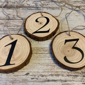 Rustic Wood Wedding Table Number, Hanging Wood Slice Reception Table ...
