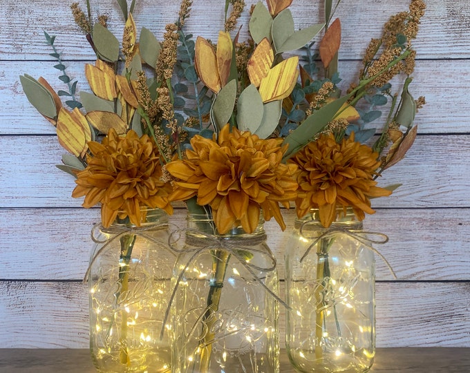 Fall Decor Table Centerpiece, Farmhouse Home Decor, Rustic Home Decor ...