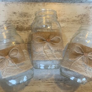 Rustic Bridal Shower Decorations Burlap Mason Jar Centerpieces Rustic ...
