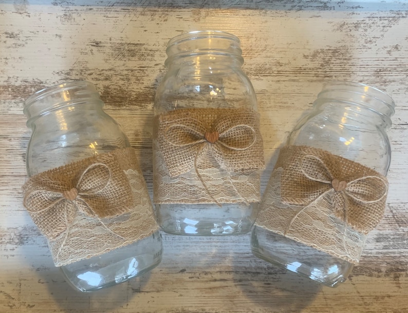 Rustic Bridal Shower Decorations Burlap Mason Jar Centerpieces - Etsy