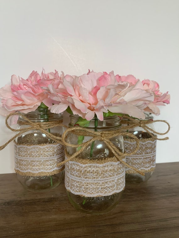 Graduation Mason Jar Burlap Centerpieces