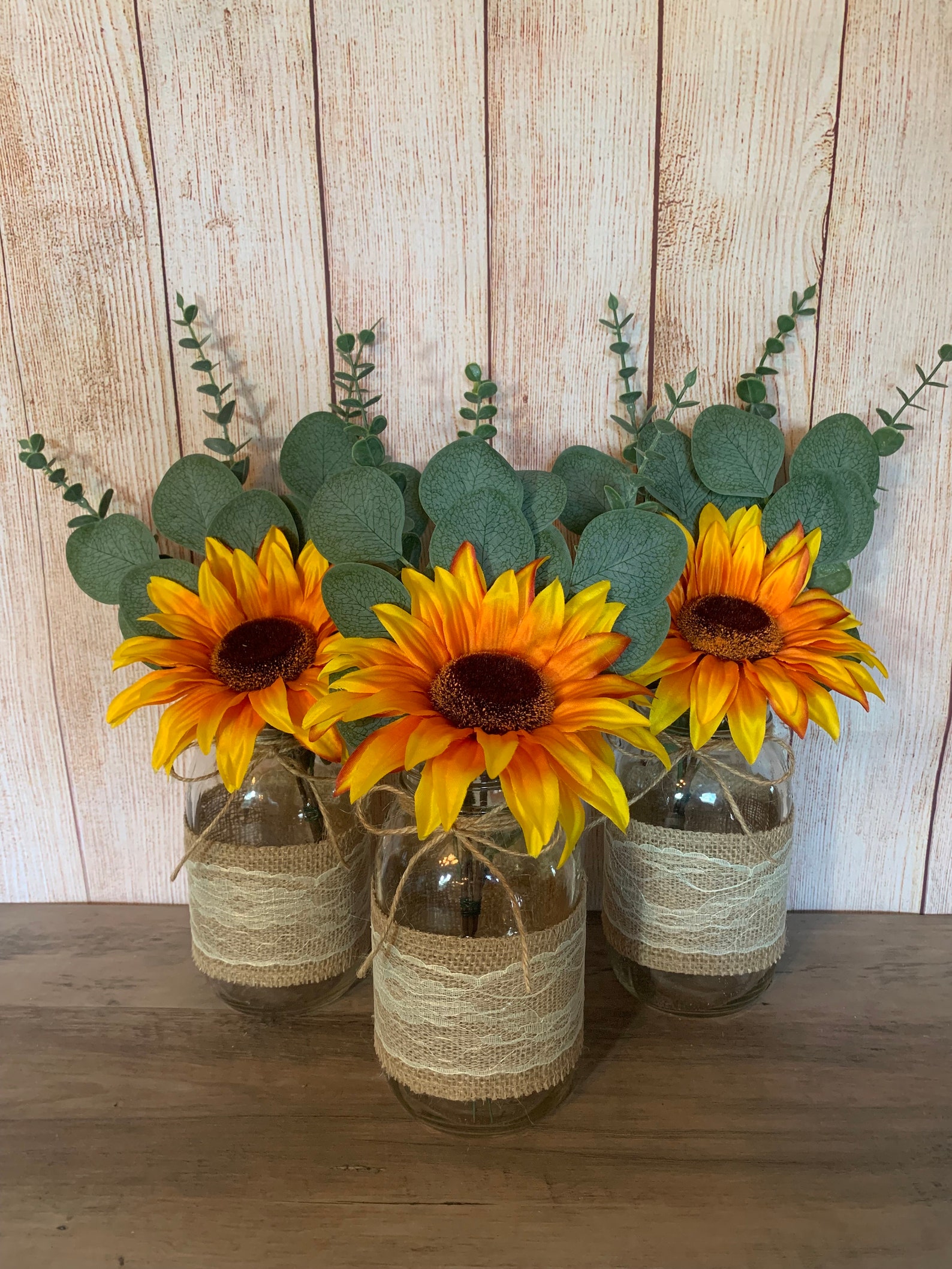 Sunflower Wedding Table Centerpiece Fall Mason Jar Wedding Decor Boho ...