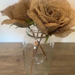 Burlap Rose With Stem, Farmhouse Decor Burlap Flowers, Rustic Baby ...