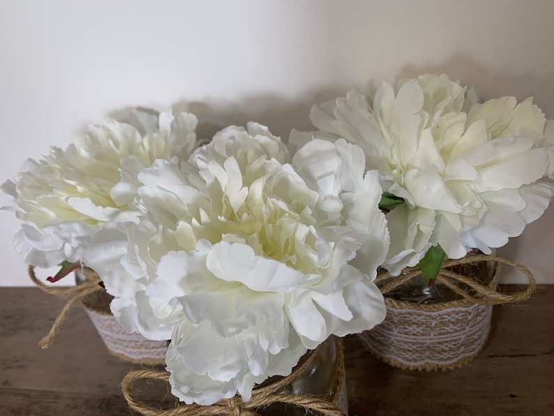 Pink Floral Mason Jar Centerpiece, Burlap Rustic Wedding Decor ...